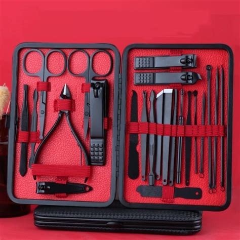 티몬 비즈 마켓 스테인레스 스틸 블랙 7 23 피스 손톱깎이 세트 매니큐어 및 손톱 도구 가위 뷰티 세트 파일 커터 페디큐 바디 네일케어