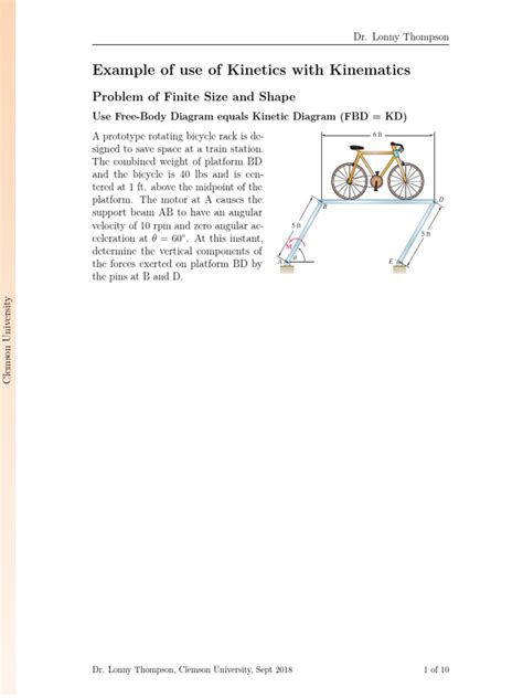 Example Problem With Kinetics And Kinematics For Solution Pdf