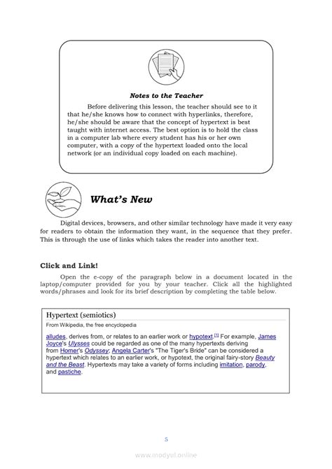 Reading And Writing Skills Quarter 4 Module 4 Hypertext And