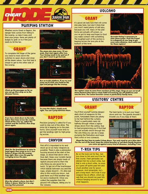 Jurassic Park Mega Drive Guide From Computer And Video Games Issue