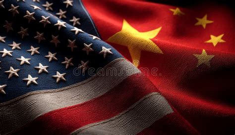 Usa Flag And China Flag Side By Side Generative Ai Stock Illustration Illustration Of Asia