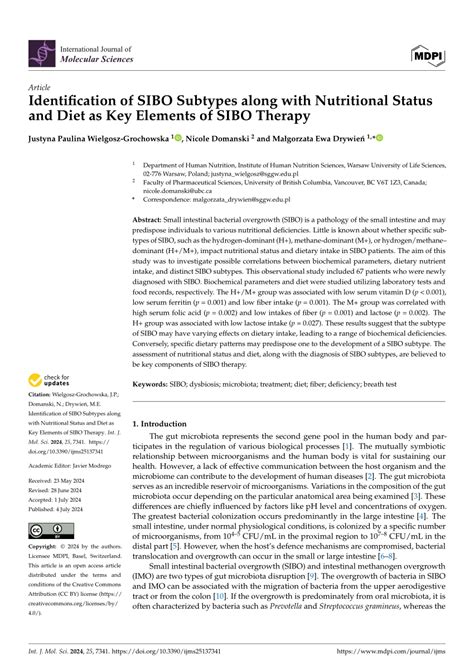 Pdf Identification Of Sibo Subtypes Along With Nutritional Status And