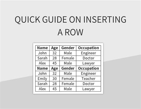 Quick Guide On Inserting A Row Excel Template And Google Sheets File For Free Download - Slidesdocs