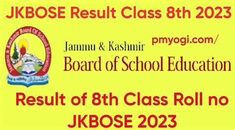 Jkbose Result Class 8th 2024 Result Of 8th Class Roll No