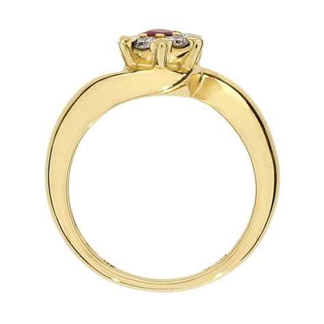14k Yellow Gold Ruby And Diamond Bypass Ring Gem