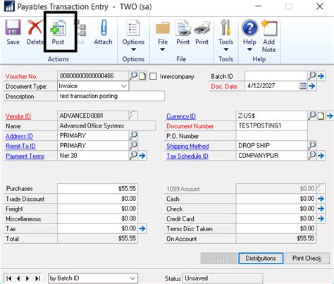 Post Through The General Ledger At The Transaction Level
