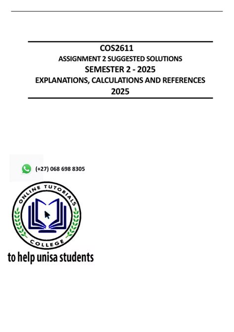 Cos2611 Assignment 2 Questions And Answers Semester 2 2025