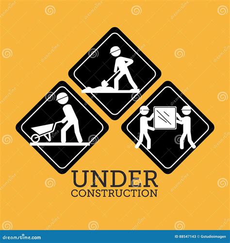 Construction Design Over Yellow Background Vector Illustration Stock