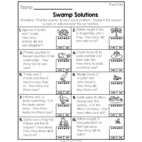 2nd Grade Math Worksheets Operations And Algebraic Thinking Odd And