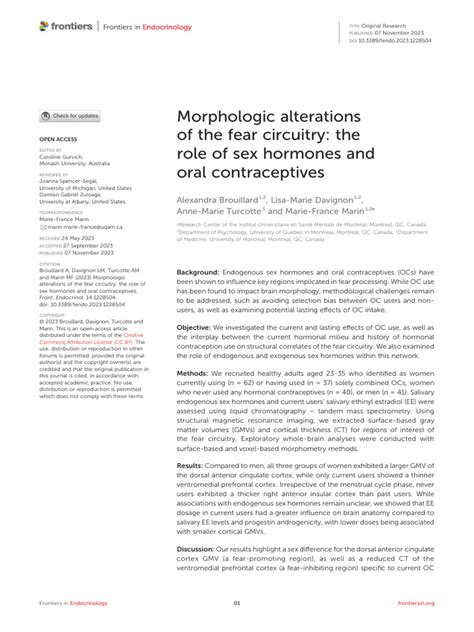 morphologic alterations of the fear circuitry the role of sex hormones