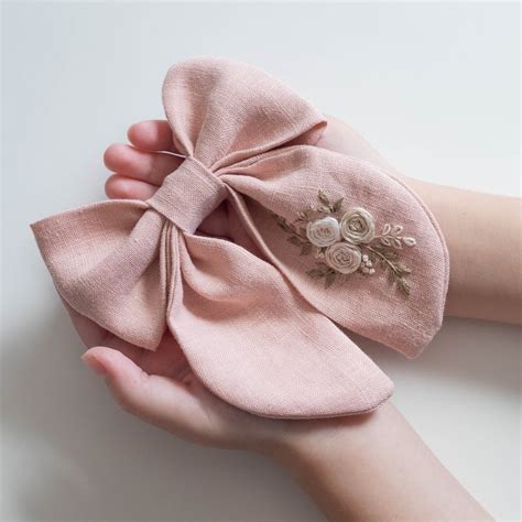 Rose Bow Sewing Pattern With Embroidery Video Tutorial Doll Size Bow Included Etsy