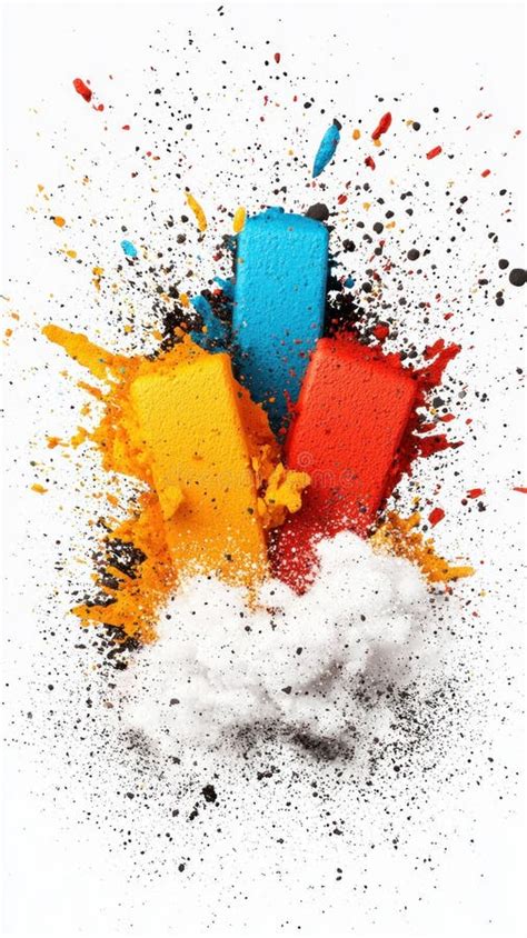 Dynamic Explosion Of Vibrant Colors And Textures On A White Background Stock Illustration