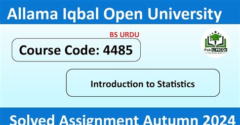 Introduction To Statistics Course Code 4485 Solved Assignments Of BS