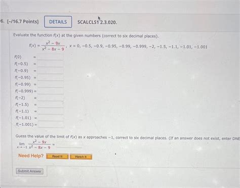 Solved Evaluate The Function F X At The Given Numbers Chegg