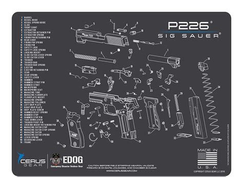 Sig Sauer P226 Schematic Exploded View Heavy Duty Pistol Cleaning