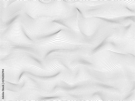Abstract Distorted Lines Wave A 3d Texture Of A Simple Black Thin Lines Vector Illustration