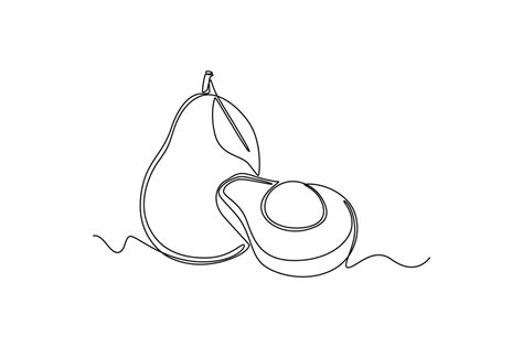Single One Line Drawing Fruits Concept Continuous Line Draw Design