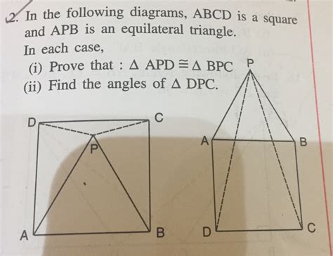 In The Following Diagrams Abcd Is A Square And Apb Is An Equilateral