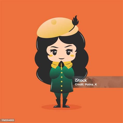 따뜻한 코트와 베레모를 쓴 꼬마 스타일 소녀 평면 스타일 벡터 일러스트 레이 션입니다 가을에 대한 스톡 벡터 아트 및 기타 이미지 가을 귀여운 날씨 Istock
