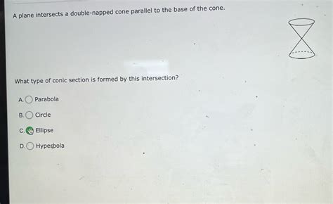[solved] pre a plane intersects a double napped cone parallel to the