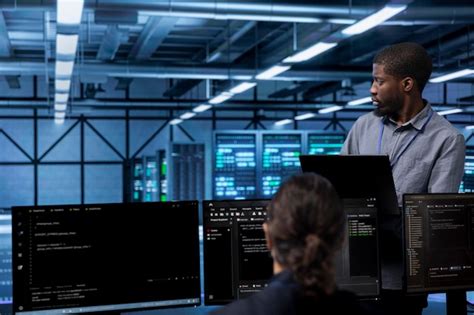 Free Photo Employee Monitoring Supercomputers For Issues Such As Overheating