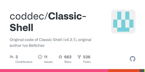 Github Coddecclassic Shell Original Code Of Classic Shell V431