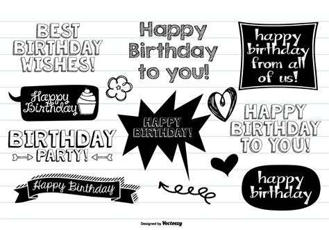 Happy Birthday Doodle Set 116683 Vector Art At Vecteezy