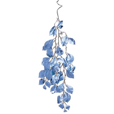 36″ Metallic Beech Leaf Hanging Vine Blue Silk Flower Depot