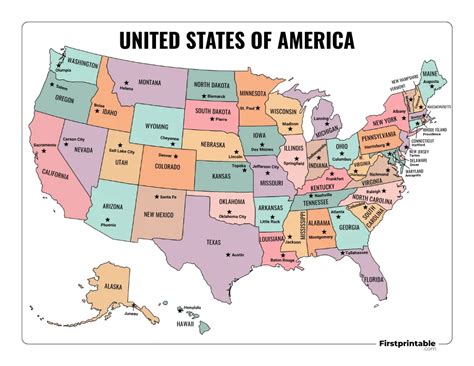 Printable Us Maps Blank With State Names And Capitals
