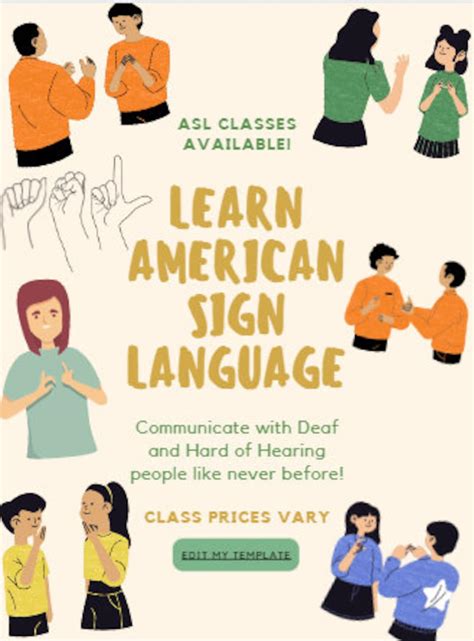 Asl Class Flyer Editable Etsy