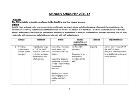 Assembly Action Plan 2011 12 Mission