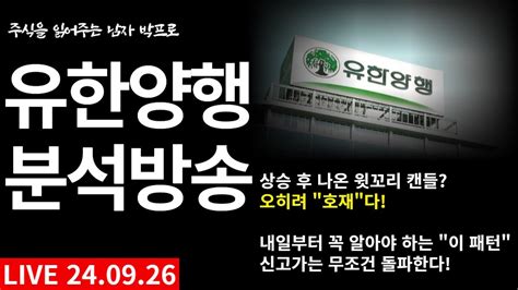 유한양행 주가전망 상승 후 윗꼬리 캔들 걱정하지 마세요 내일부턴 이 패턴으로 급등 나옵니다 Youtube