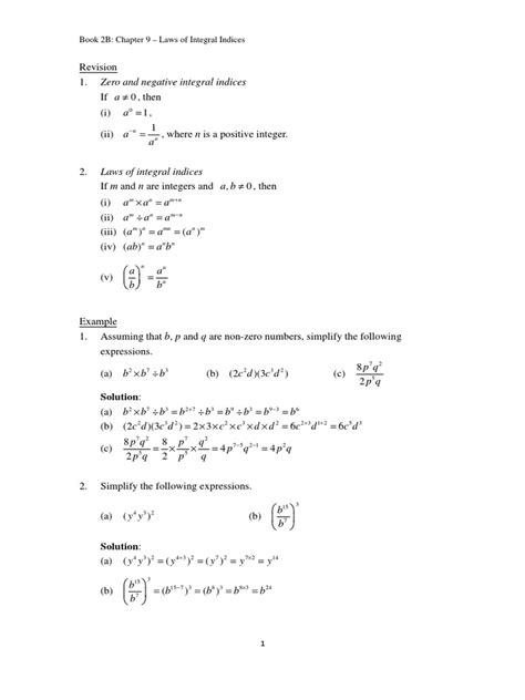 Revision 2b09 Laws Of Integral Indices Pdf Discrete Mathematics
