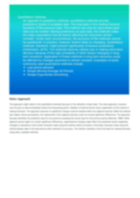 Solution Principles Of Forecasting And Forecasting Methods 1447 Words