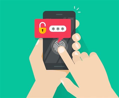 Premium Vector Smartphone Or Cellphone Unlocked With Fingerprint Button And Password Notification
