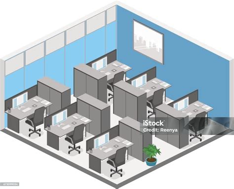 3 차원 Isometric 추상 사무실 바닥 인테리어 부서 개념 벡터 평면 3차원 형태에 대한 스톡 벡터 아트 및 기타 이미지 3차원 형태 가정의 방 건축물 Istock
