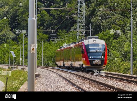 Modern Electrical Multiple Unit Train On An Open Track Commuter Train