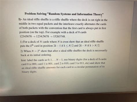 Solved Problem Solving Random Systems And Information
