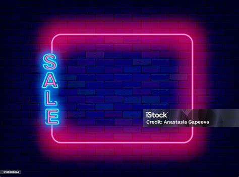 판매 네온 인사말 카드 빈 분홍색 프레임과 타이포그래피 할인 특별 제공 쇼핑 마케팅 가벼운 광고 공간을 복사합니다 편집 가능한 획 벡터 스톡 일러스트레이션 개념에 대한 스톡