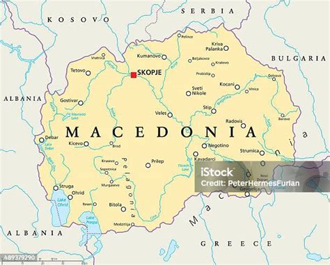 Ilustración De Macedonia Mapa Político Y Más Vectores Libres De