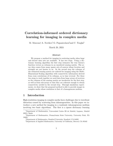 pdf correlation informed ordered dictionary learning for imaging in