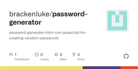 Github Brackenlukepassword Generator Password Generator Html Css Javascript For Creating