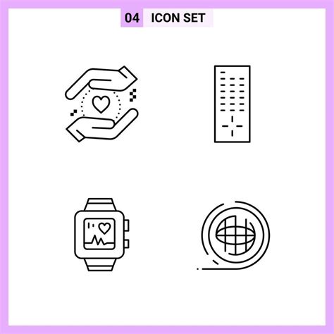 4 Icons In Line Style Outline Symbols On White Background Creative Vector Signs For Web Mobile