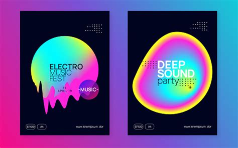 댄스 페스트 웨이브 사운드 이벤트 기하학적 패턴 브로셔 템플릿입니다 트랜스와 전시 디자인 세트에 대한 멋진 효과 핑크 앤 블루