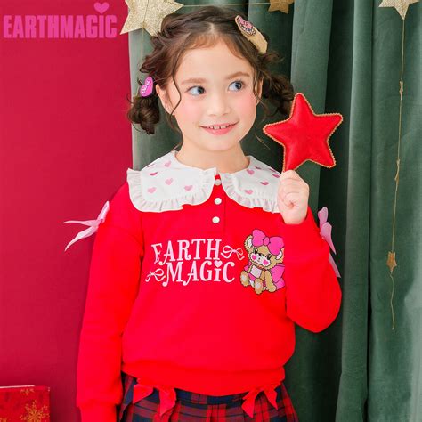 【楽天市場】【earthmagic正規取扱店】アースマジック 2024冬 ハート刺繍big襟裏毛トレーナー シロ アカ ネイビー マフィー