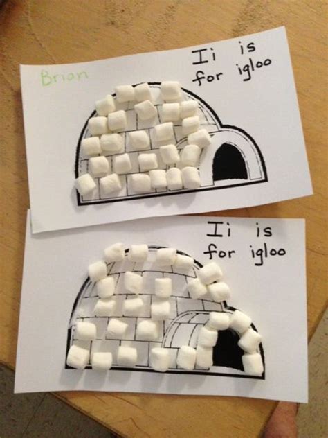 Letter I Activity Marshmallow Igloos And A Math Bonus Preschool