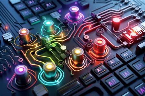 Ai Processor With Neon Circuits On A Hightech Circuit Board Representing Advanced Technology And