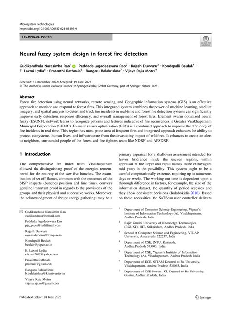PDF Neural Fuzzy System Design In Forest Fire Detection