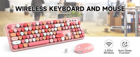 Wireless Keyboard And Mouse Combo Geezer Peach Pink Full Sized Colorful Keyboard