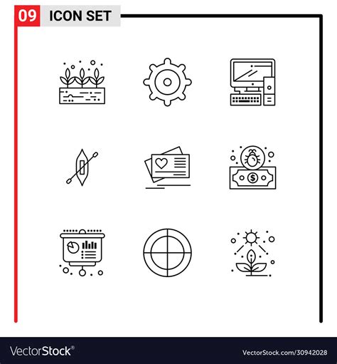 9 Universal Outlines Set For Web And Mobile Vector Image